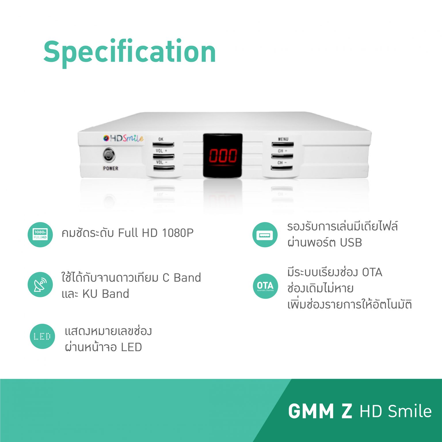 กล่องรับสัญญาณดาวเทียม GMM Z HD Smile - GMMZ