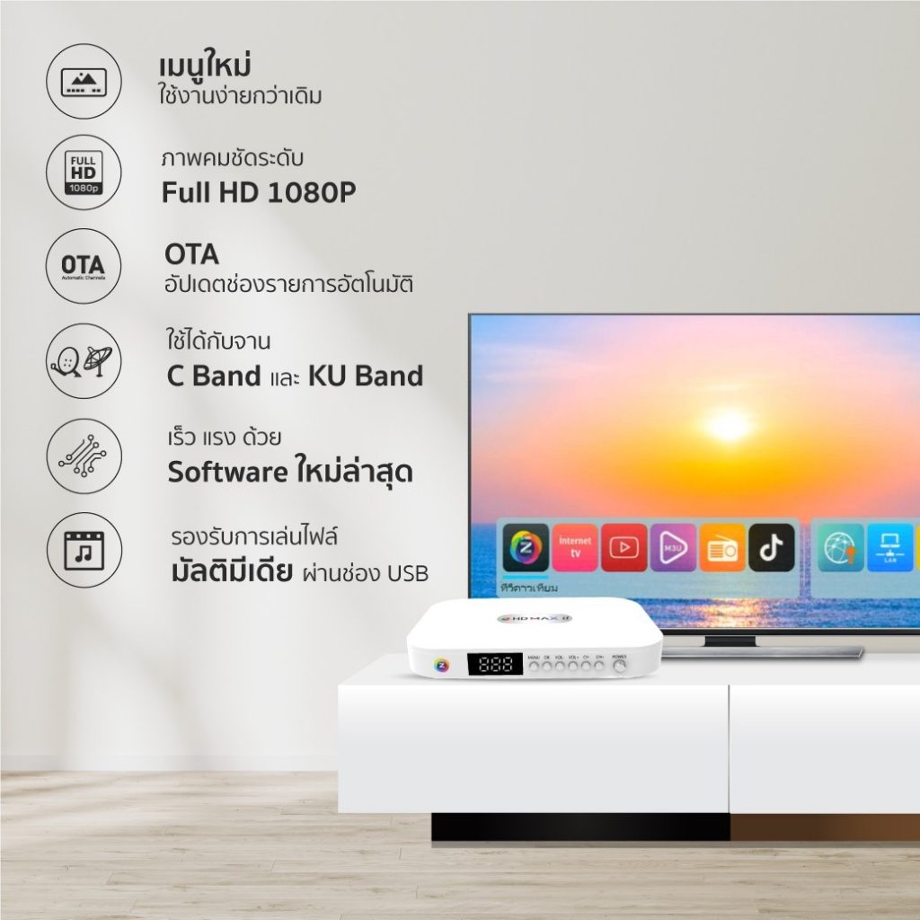 กล่องรับสัญญาณดาวเทียม GMMZ HD MAX II (เอชดี แมกซ์ สอง)